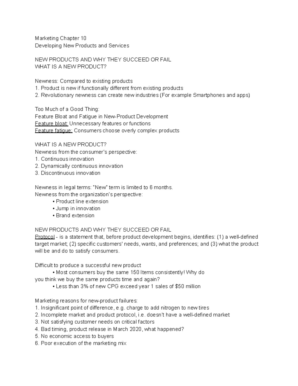 Marketing Chapter 10 2 - Notes from lecture - Marketing Chapter 10 ...