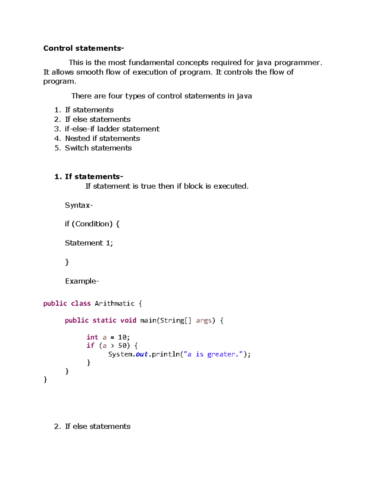 5control Statements Notes Control Statements This Is The Most Fundamental Concepts Required 