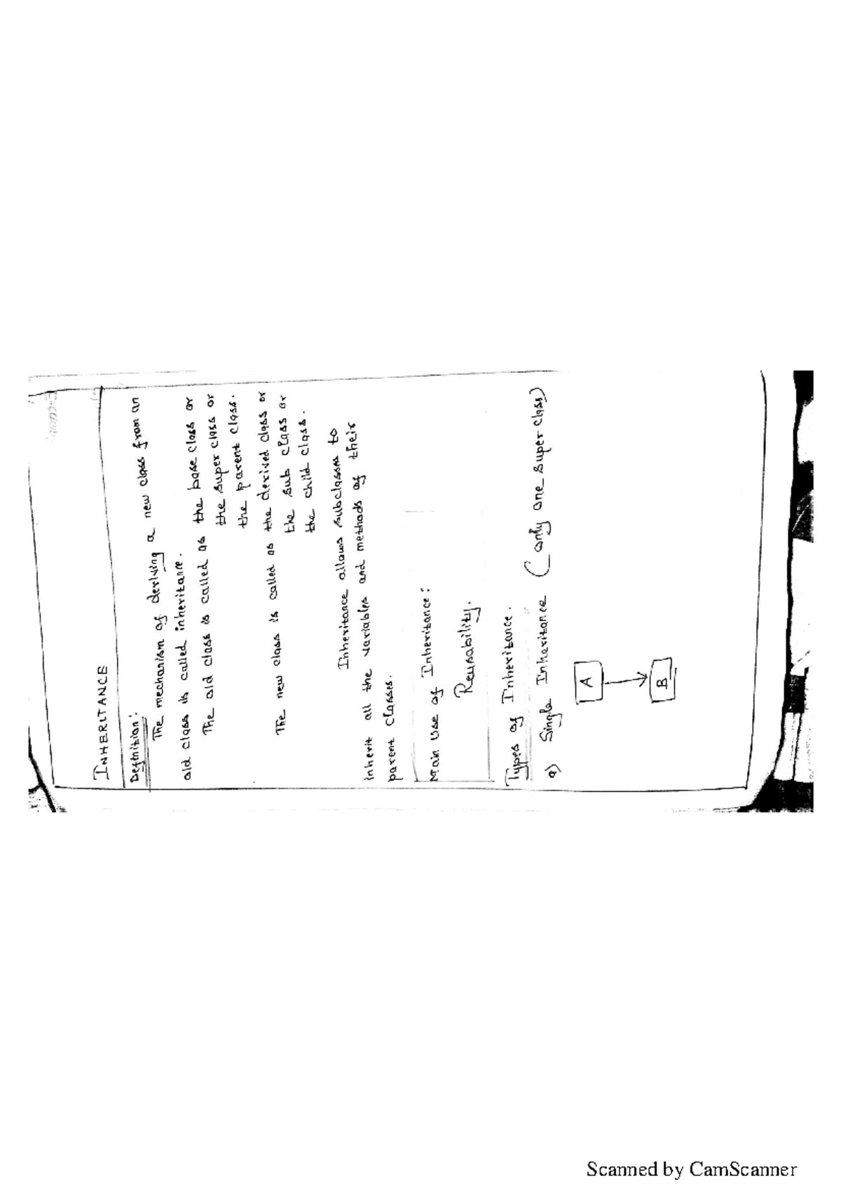 Java 3rd Unit Notes Inheritance Definition The Mecharism Of Deriving A New Class From An Old 