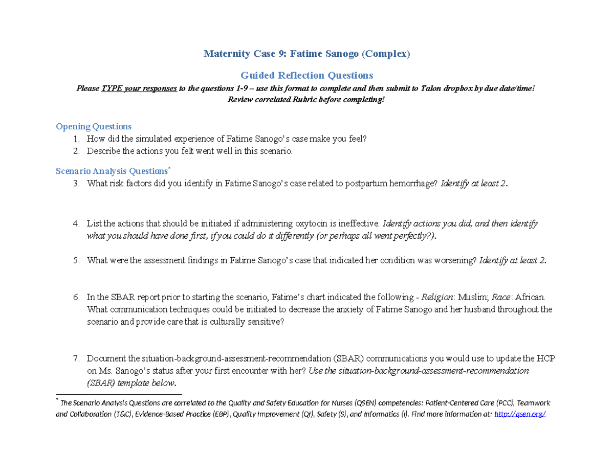 Fatime Sanogo - Complex - Guided Reflection Questions - AC OB Spring ...