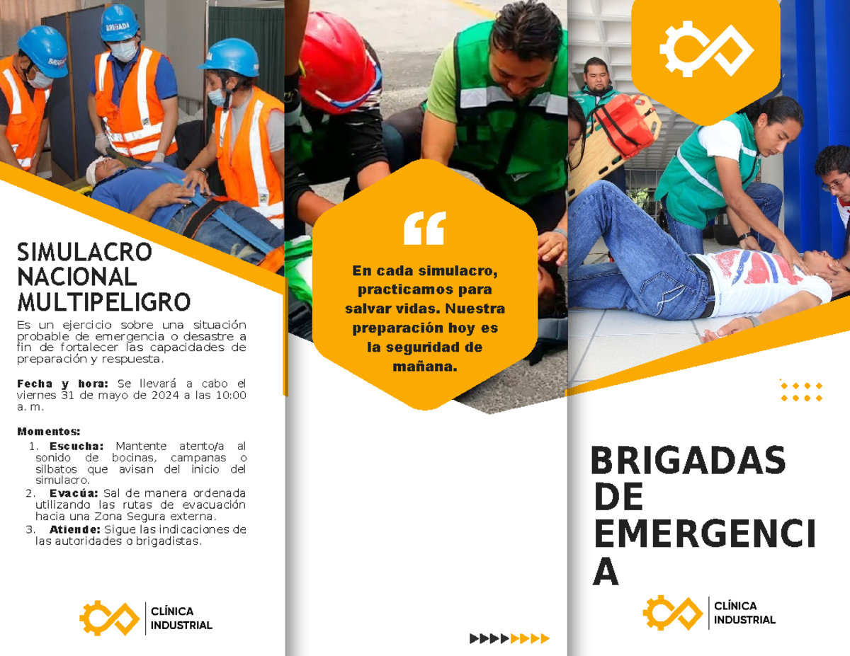 Tríptico Brigadas de Emergencia - SIMULACRO NACIONAL MULTIPELIGRO Es un ejercicio sobre una ...
