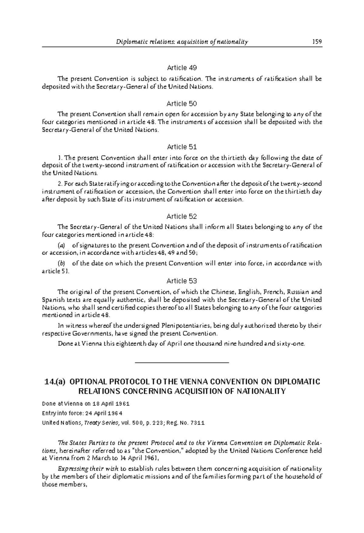 Book 1-59 - n/a - Diplomatic relations: acquisition of nationality 159 ...