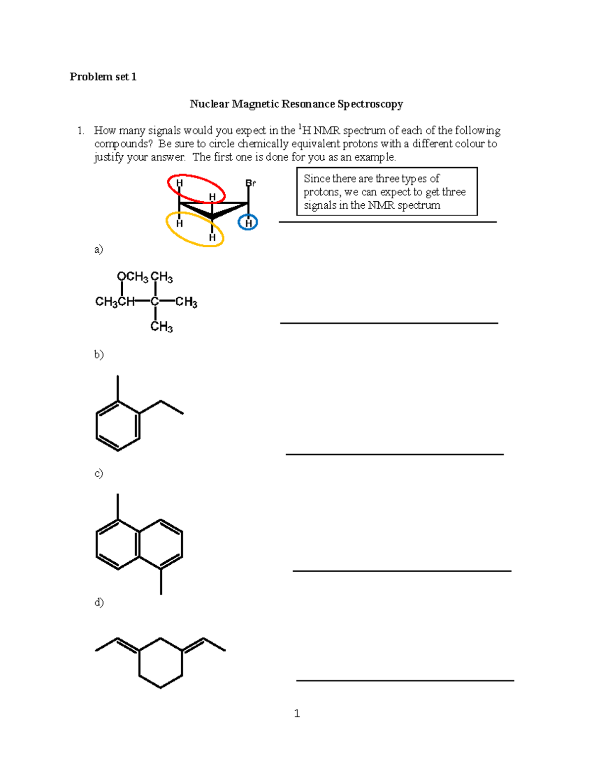 Problem set 1 NMR 20 - Notes - Problem set 1 Nuclear Magnetic Resonance ...