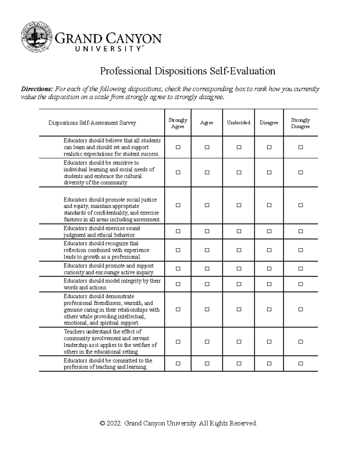 EAD-501 RS Professional Dispositions-Self Evaluation - Professional ...