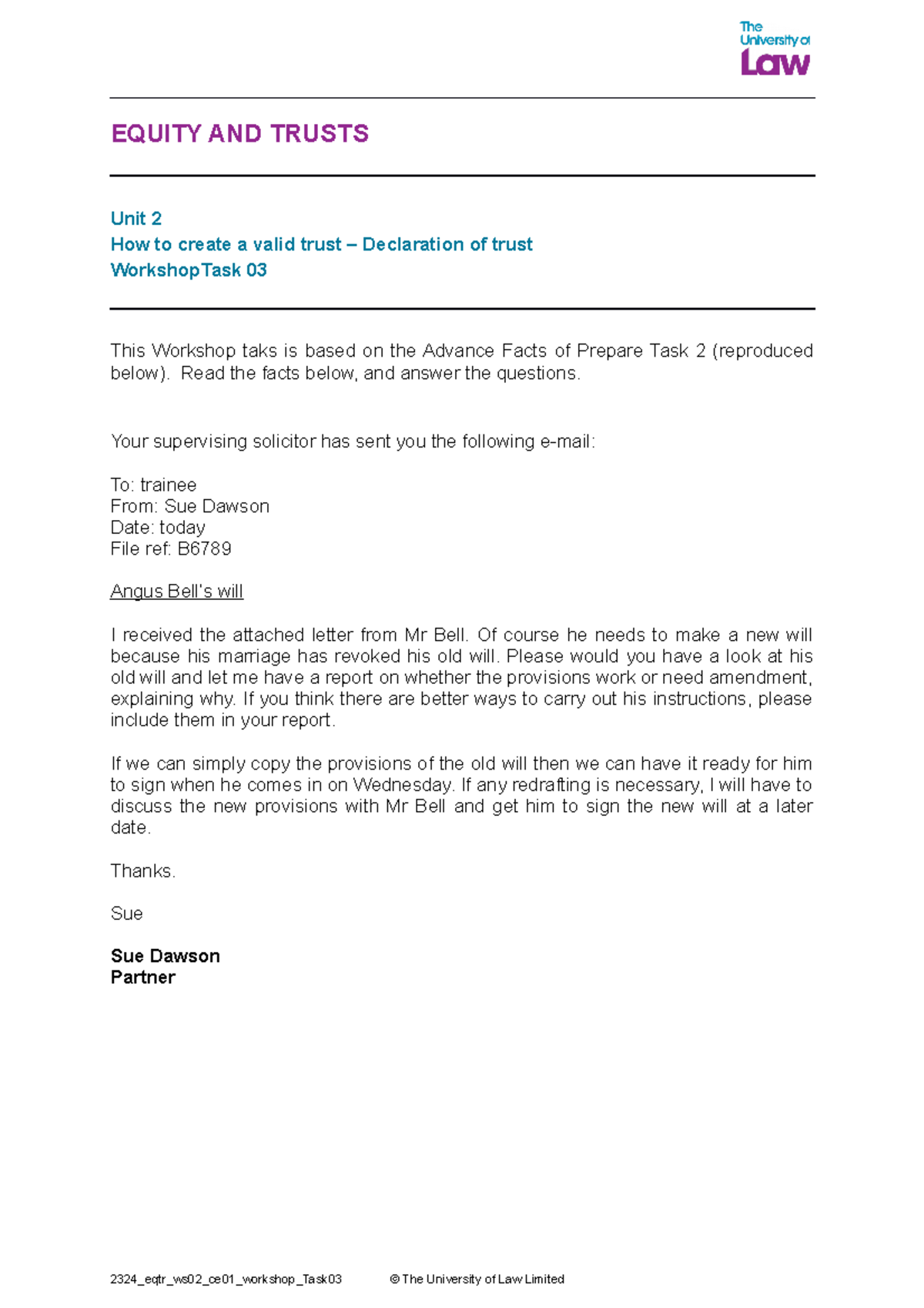 2324 eqtr ws02 ce01 workshop task03 - EQUITY AND TRUSTS Unit 2 How to ...