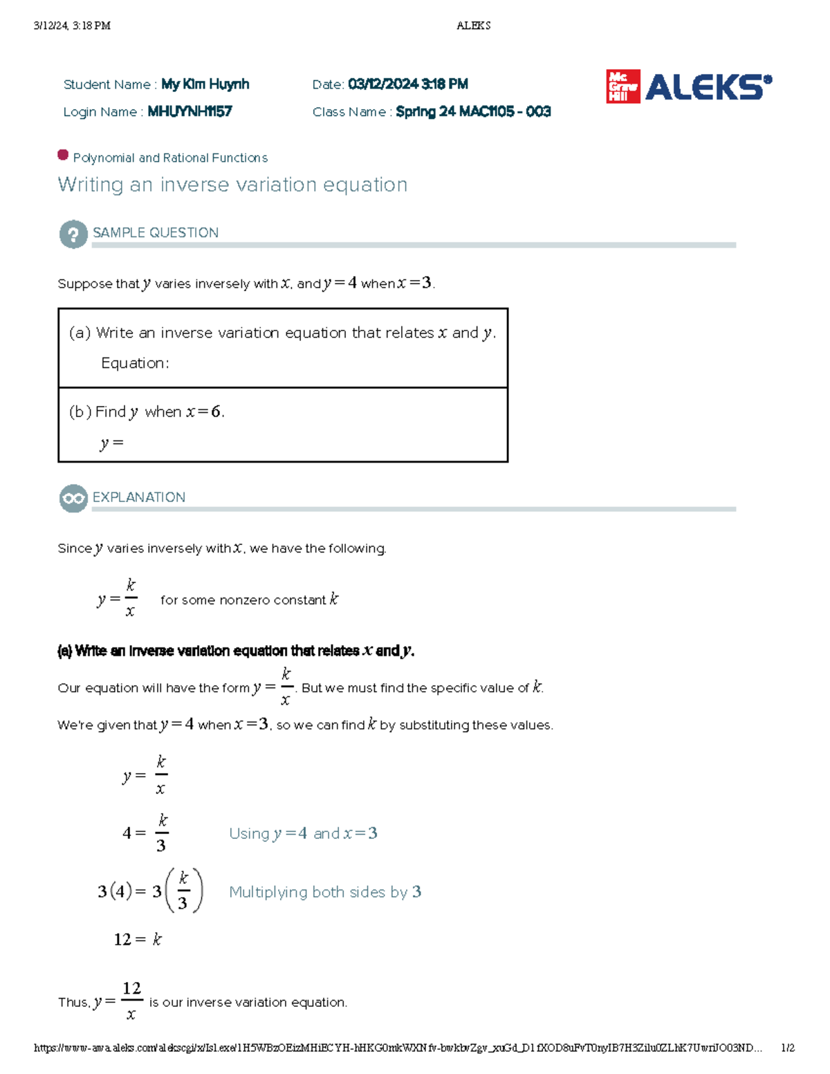 Aleks 95 - MAC 1105C - 3/12/24, 3:18 PM ALEKS - Studocu