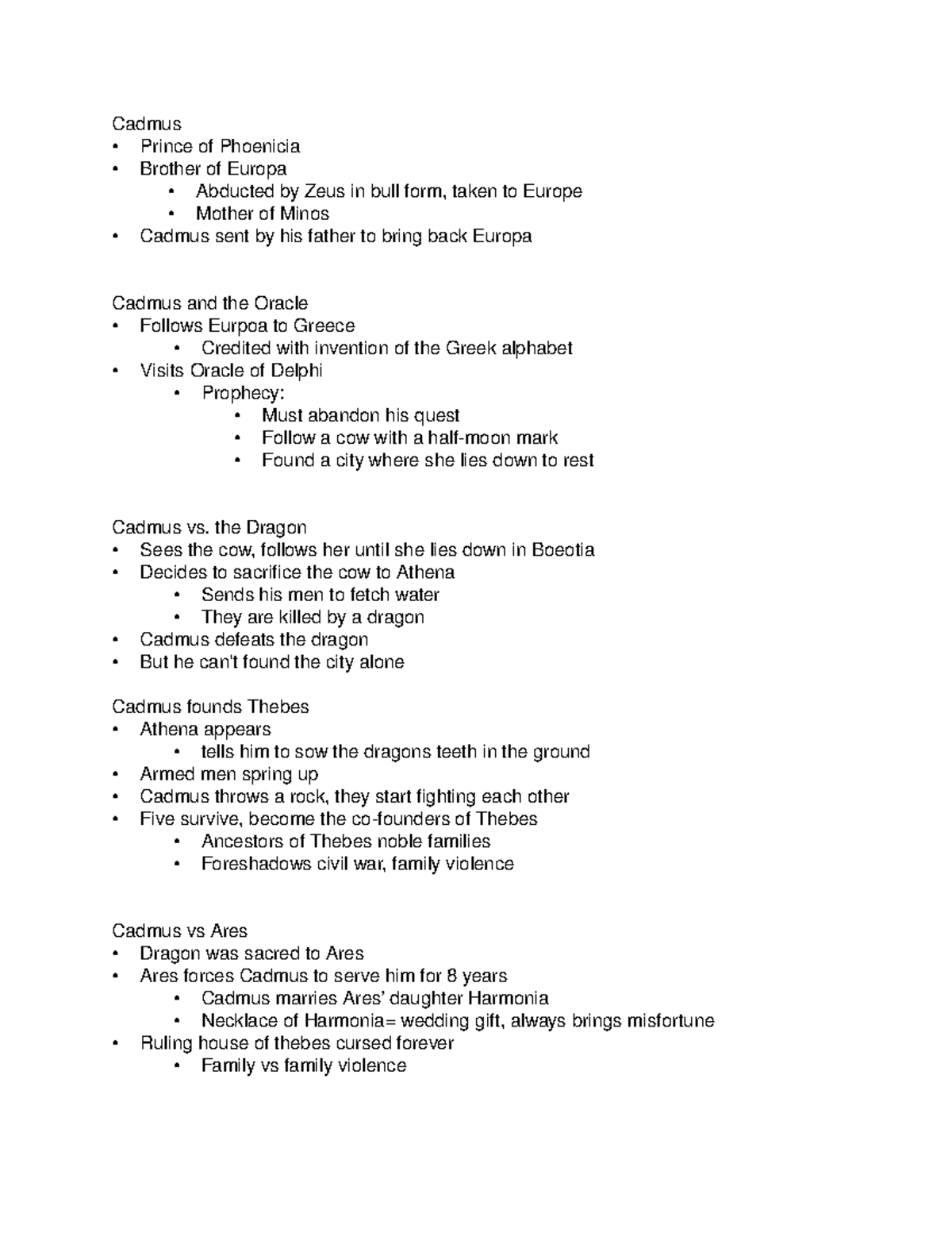 Cadmus and Orpheus - Cadmus • Prince of Phoenicia • Brother of Europa ...