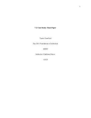 Psy 200 Milestone One-Short Paper - 2-2 Case Study Milestone One: Short ...