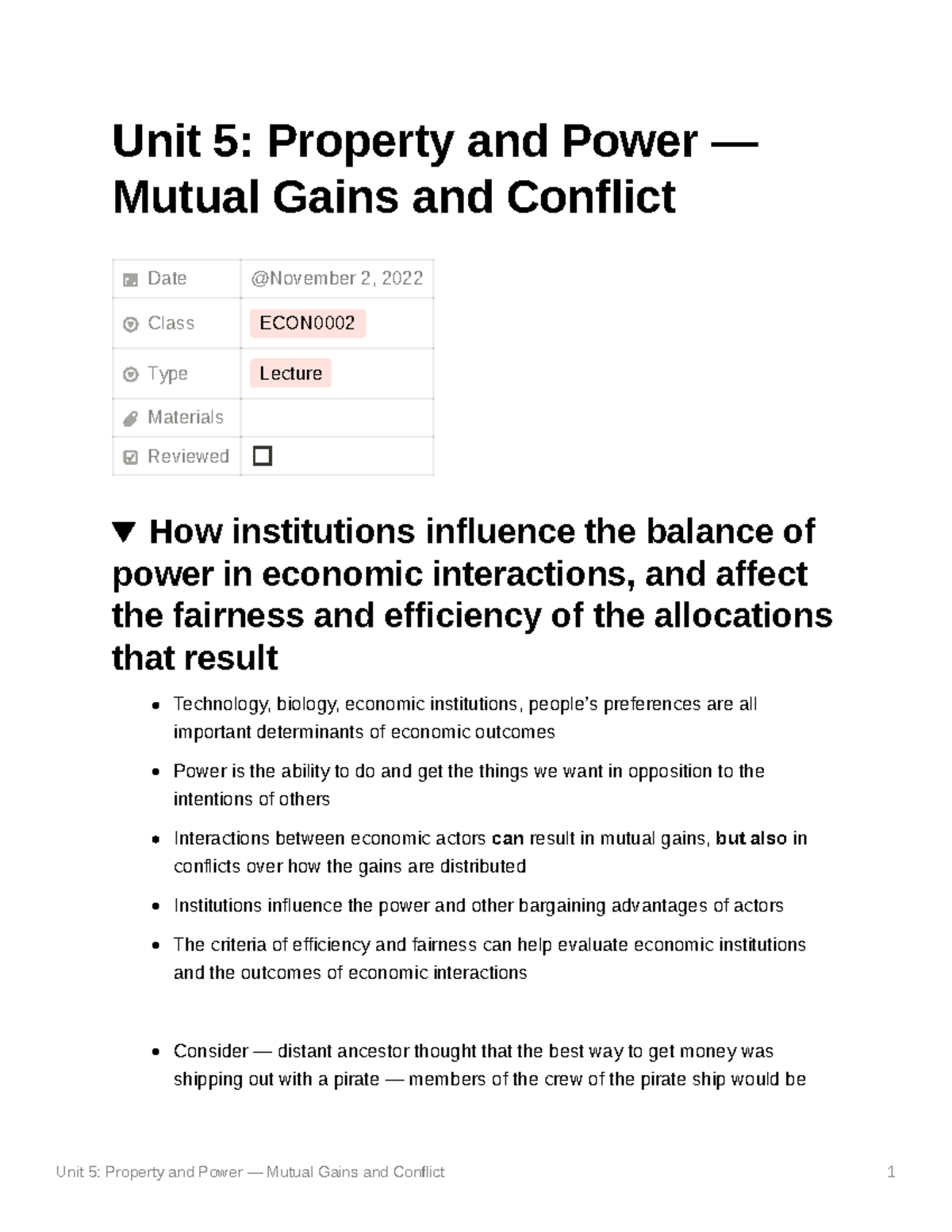 Unit 5 Property and Power Mutual Gains and Conflict - Unit 5: Property ...