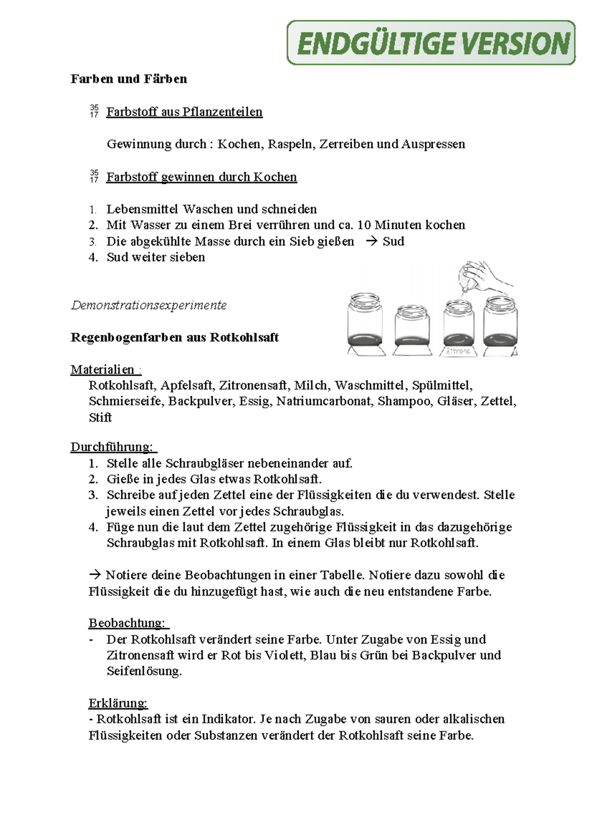 Handout zu Farben und Färben - Chemische Experimente - Lucas Bischoff ...