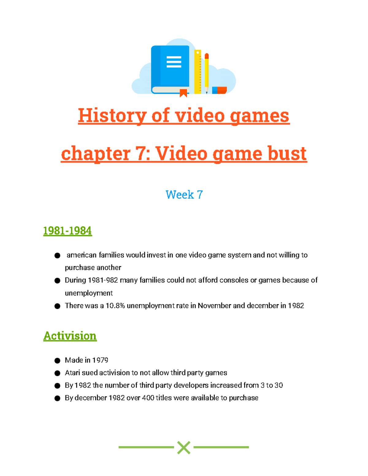 2021-Film 107-lecture notes week7 - History of video games chapter 7 ...