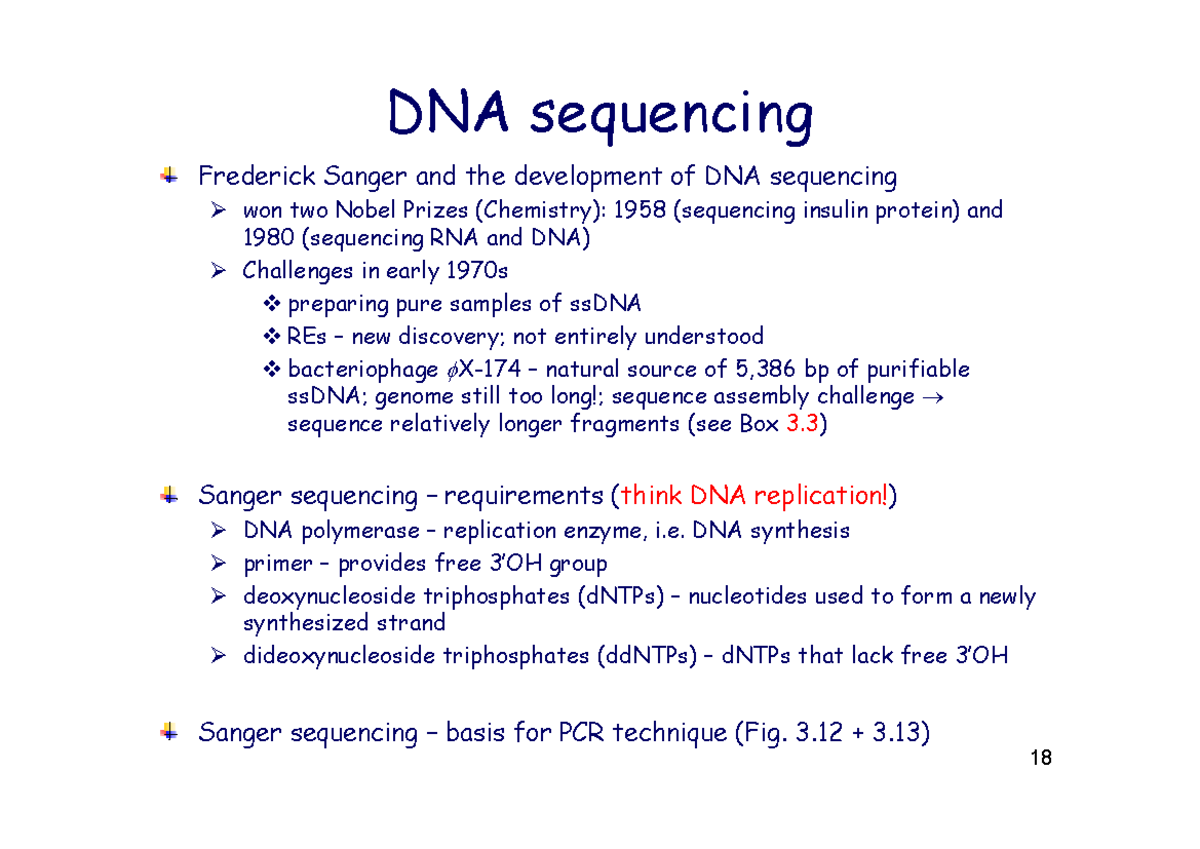GENE3714 2022 - Ch03 Lecture 03 - DNA sequencing Frederick Sanger and ...