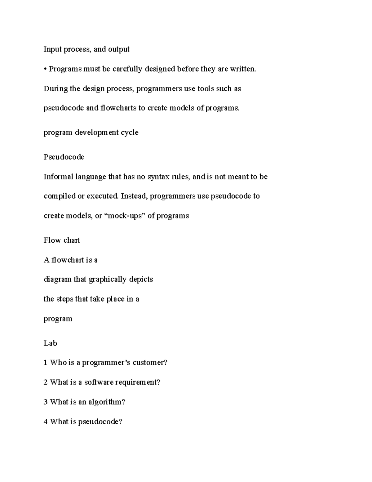 Intro to pyhton II - Input process, and output Programs must be ...