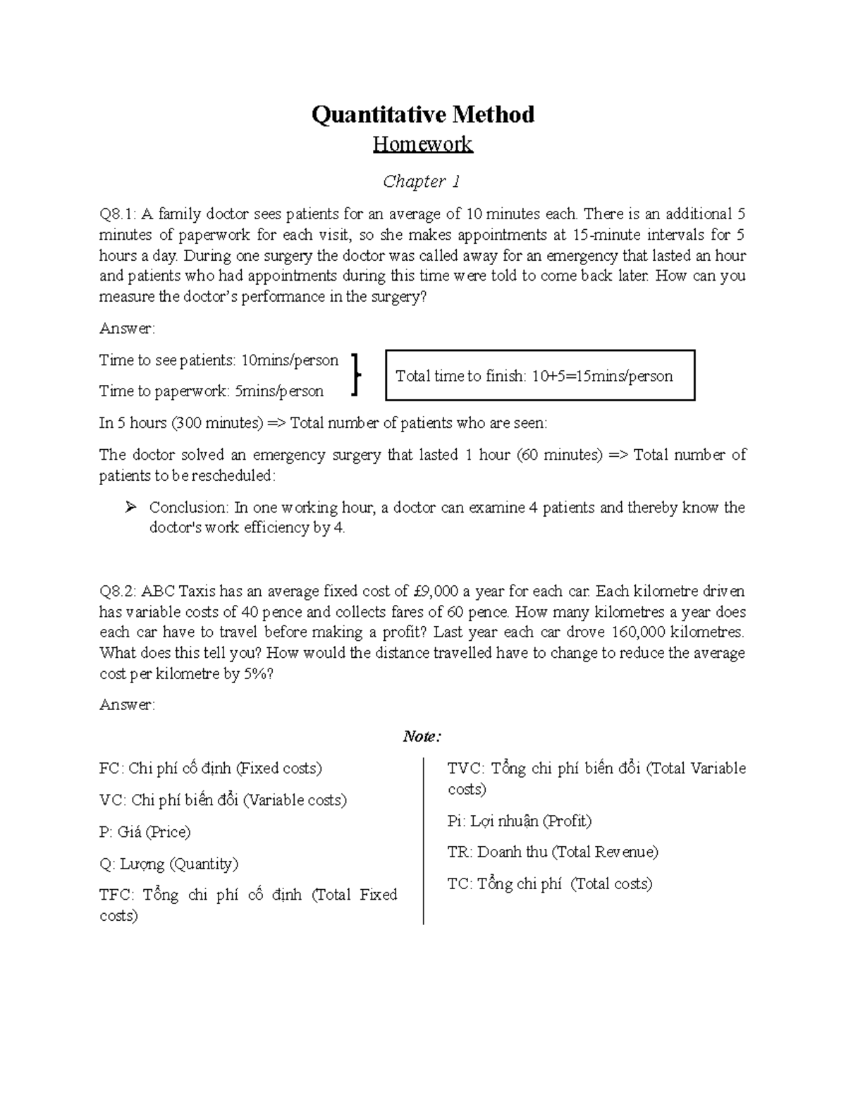 Homework - Quantitative Method - Lý thuyết Xác suất thống kê - Studocu