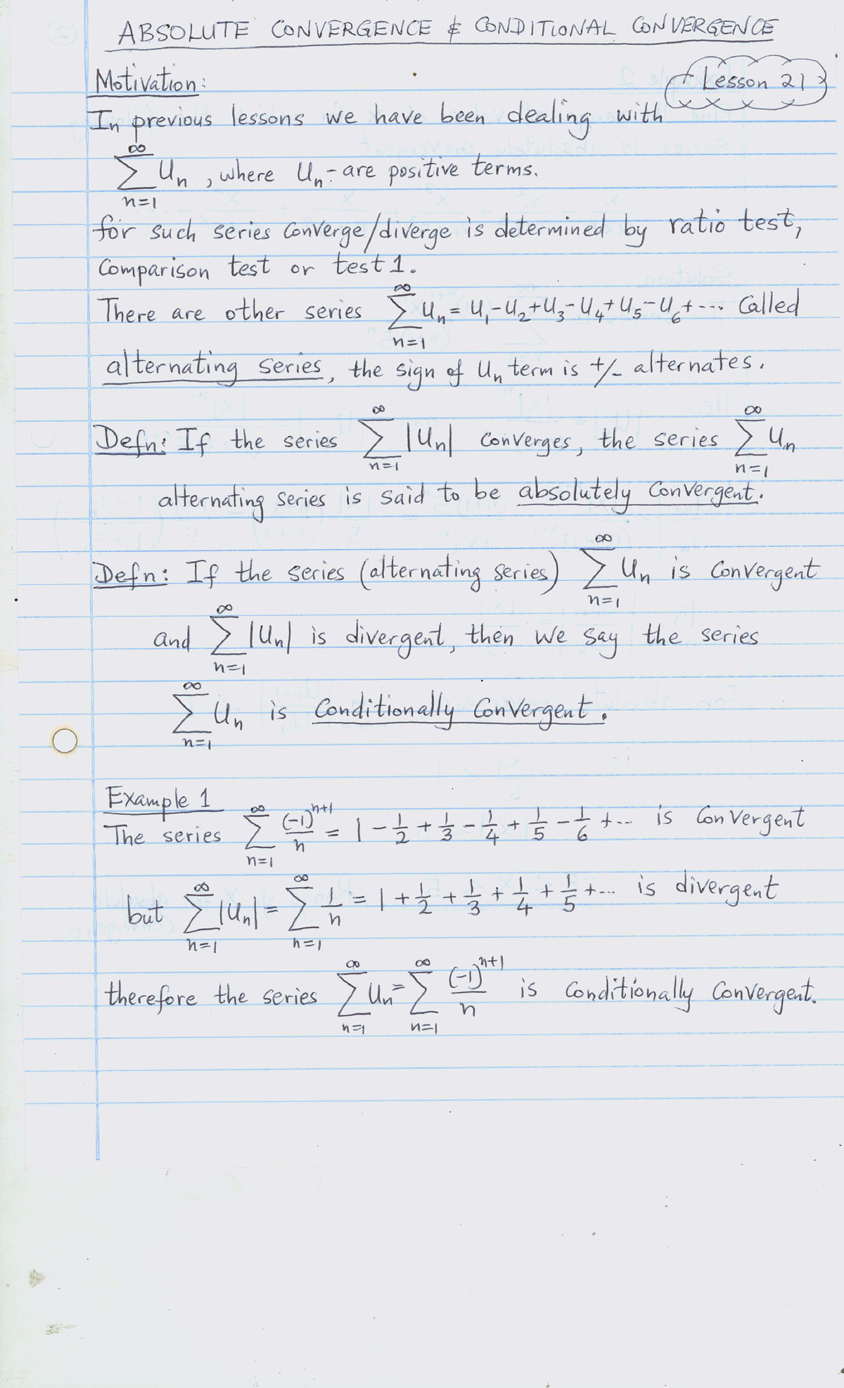 210001 - From lecture Dr Yane - ABSOLUTE CONVERGENCE CONDITIONAL ...