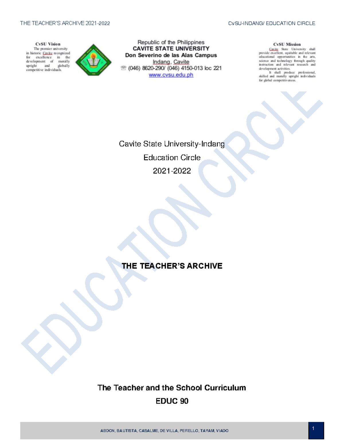 EDUC 90 THE Teacher AND THE School Curriculum PROF ED - THE TEACHER’S ...