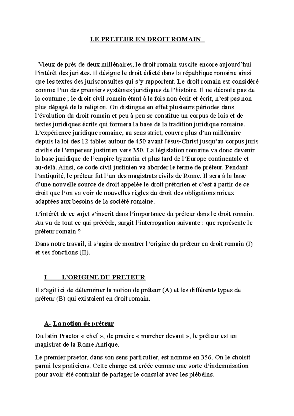 LE Preteur EN Droit Romain - LE PRETEUR EN DROIT ROMAIN Vieux de près ...