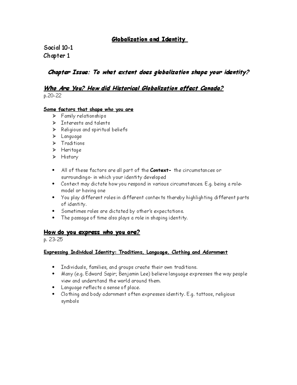 Soc 10-1 ch - social 10-1 ch 1 - Globalization and Identity Social 10 ...