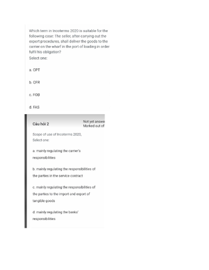 Đáp án Ktnvt 5-6 - sdadf - What is the obligation of the L/C advising ...