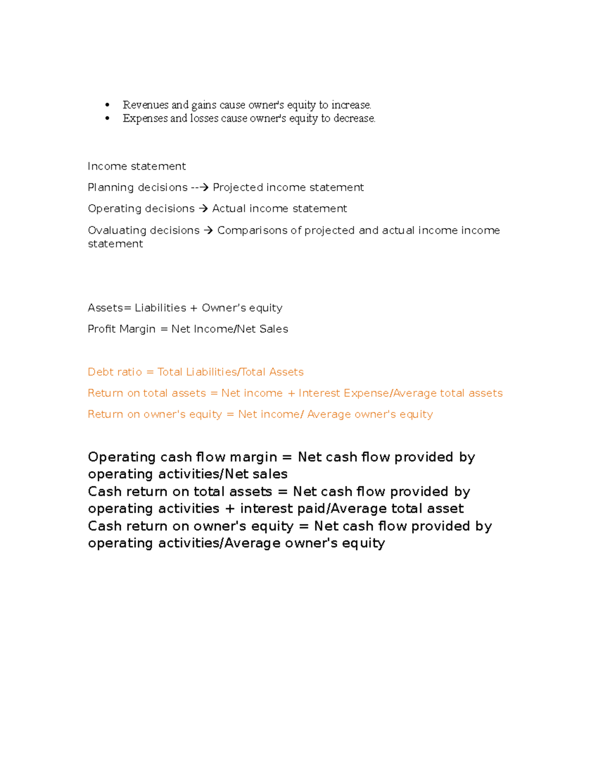 BUSS1030 notes - Revenues and gains cause owner's equity to increase ...