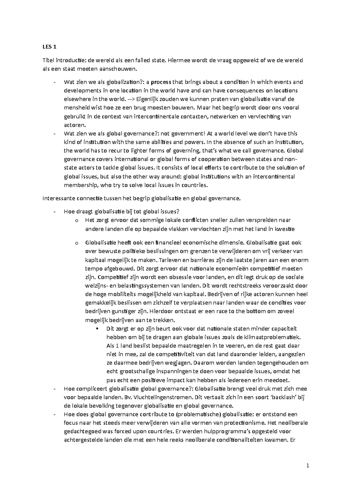 Notities bij de lessen - LES 1 Titel introductie: de wereld als een ...