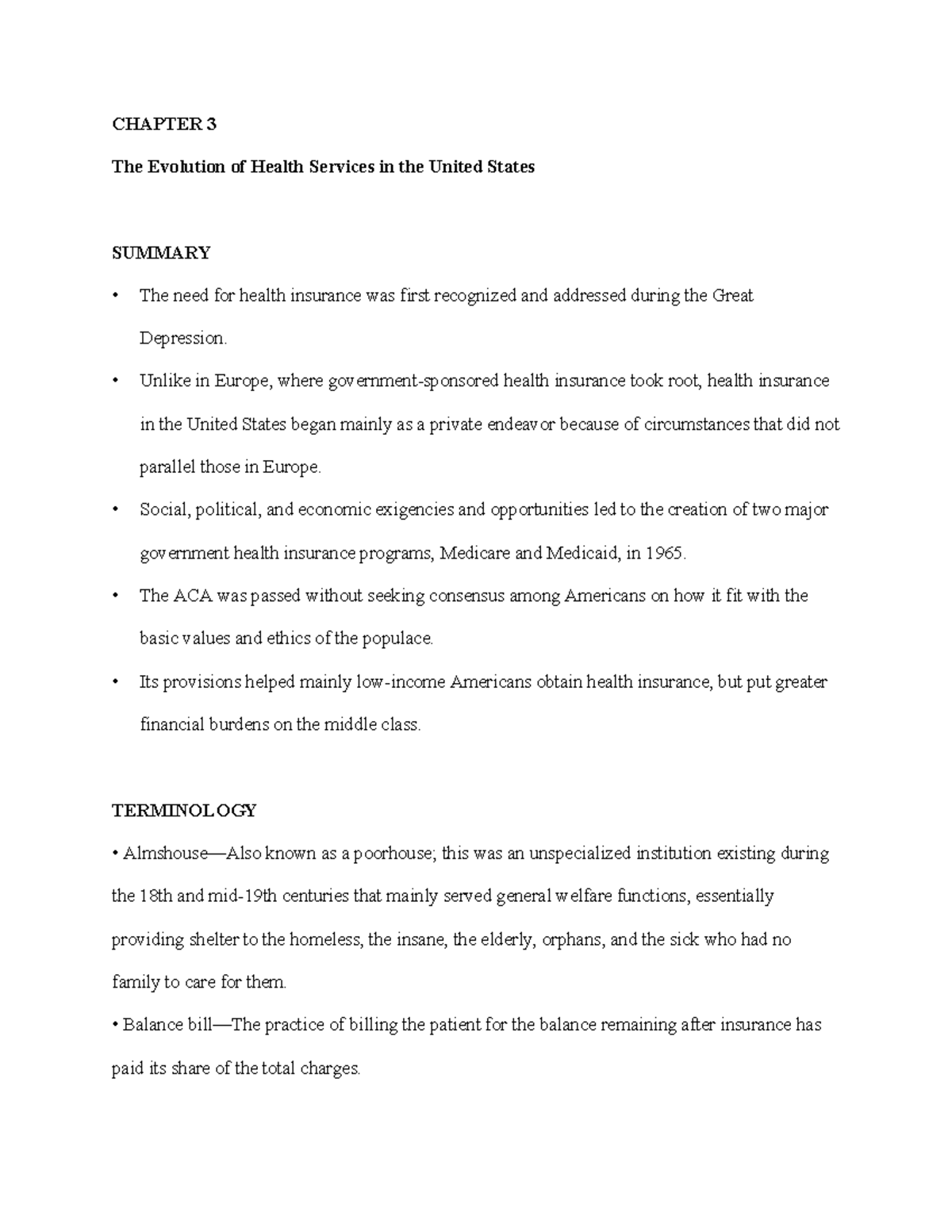 Chapter 3 summary and terms - CHAPTER 3 The Evolution of Health ...