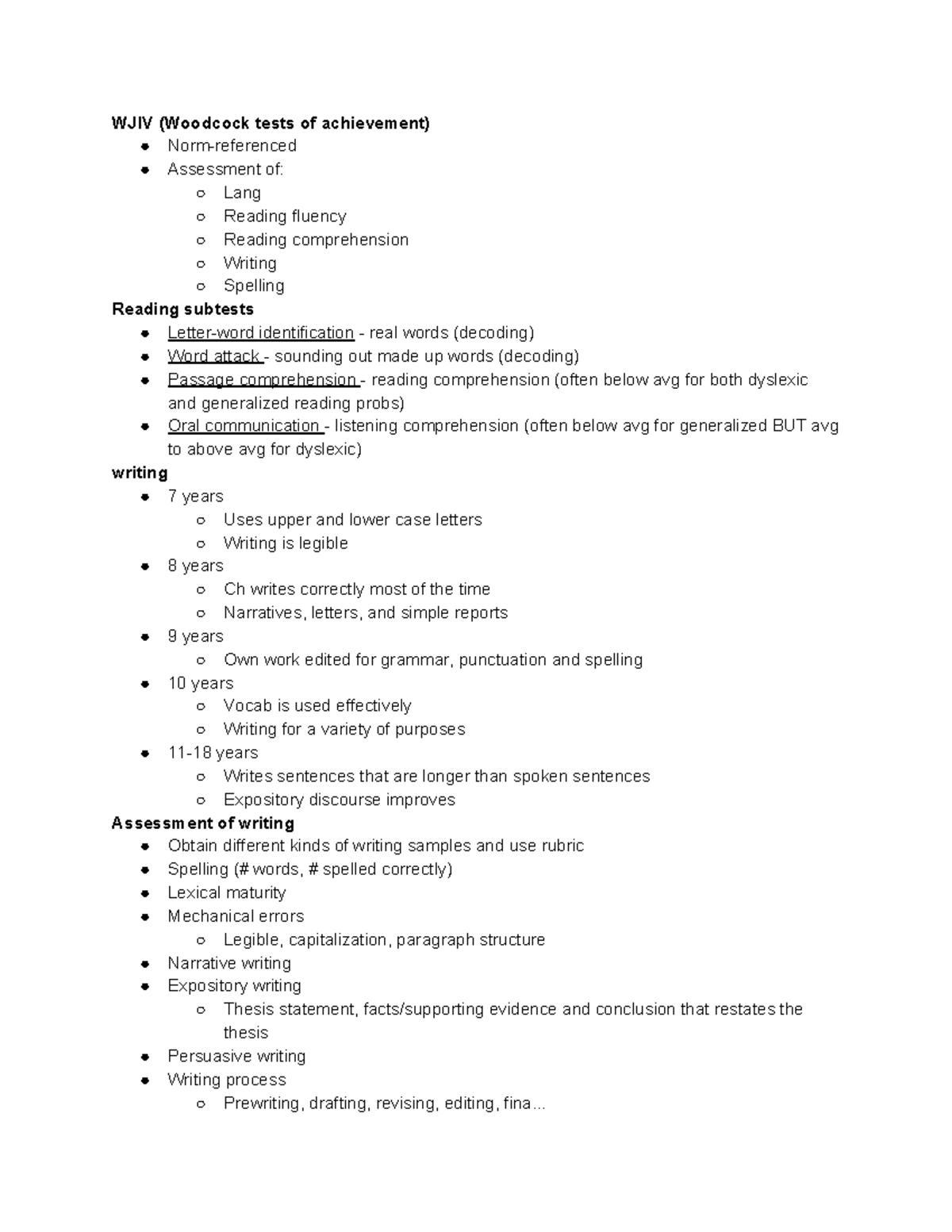 CSAD 147 - Lec. 18 (11 6-8) - WJIV (Woodcock tests of achievement) Norm ...