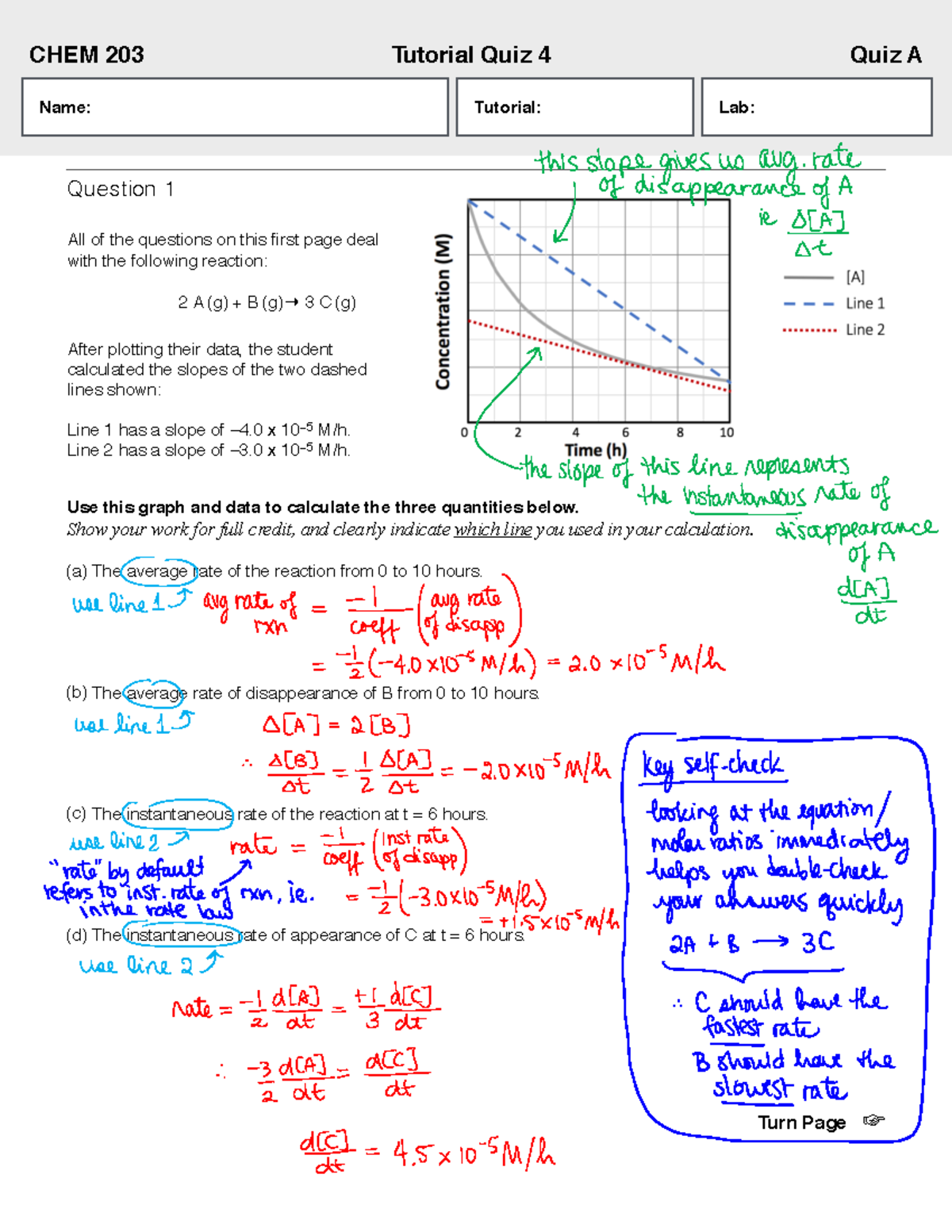 Tutorial 4 quiz A - rate constants - Tutorial Quiz 4 Page 2 of 2 ...