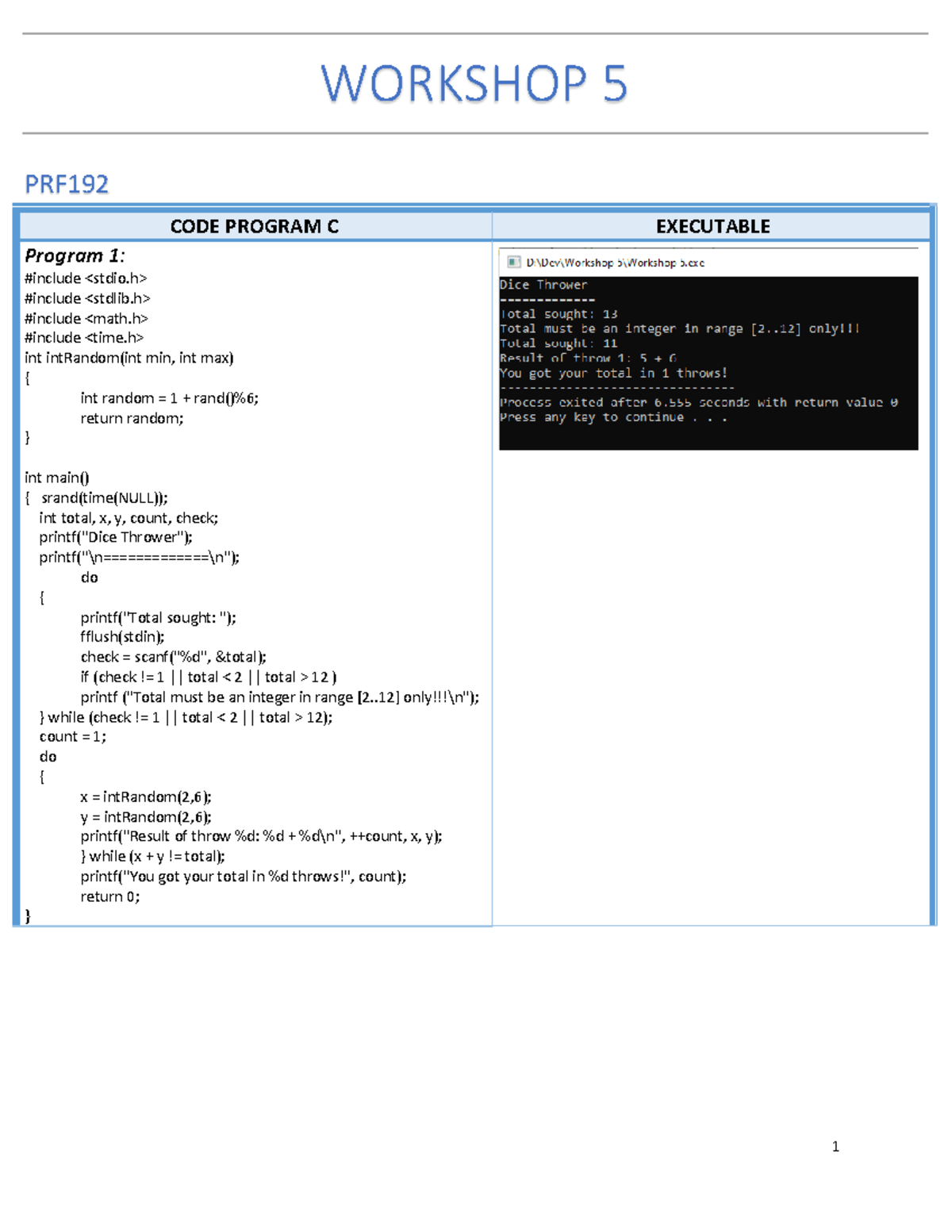 PRF192 - WS05 - SE162107 - Nguyen Viet Anh Minh - WORKSHOP 5 PRF CODE PROGRAM C EXECUTABLE ...