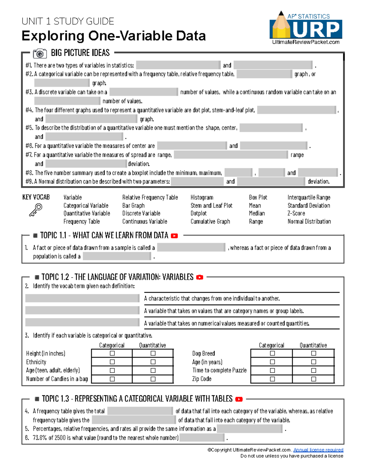 Unit1Study Guide Exploring One Variable Data-230622-090543 - Exploring One-Variable Data BIG ...