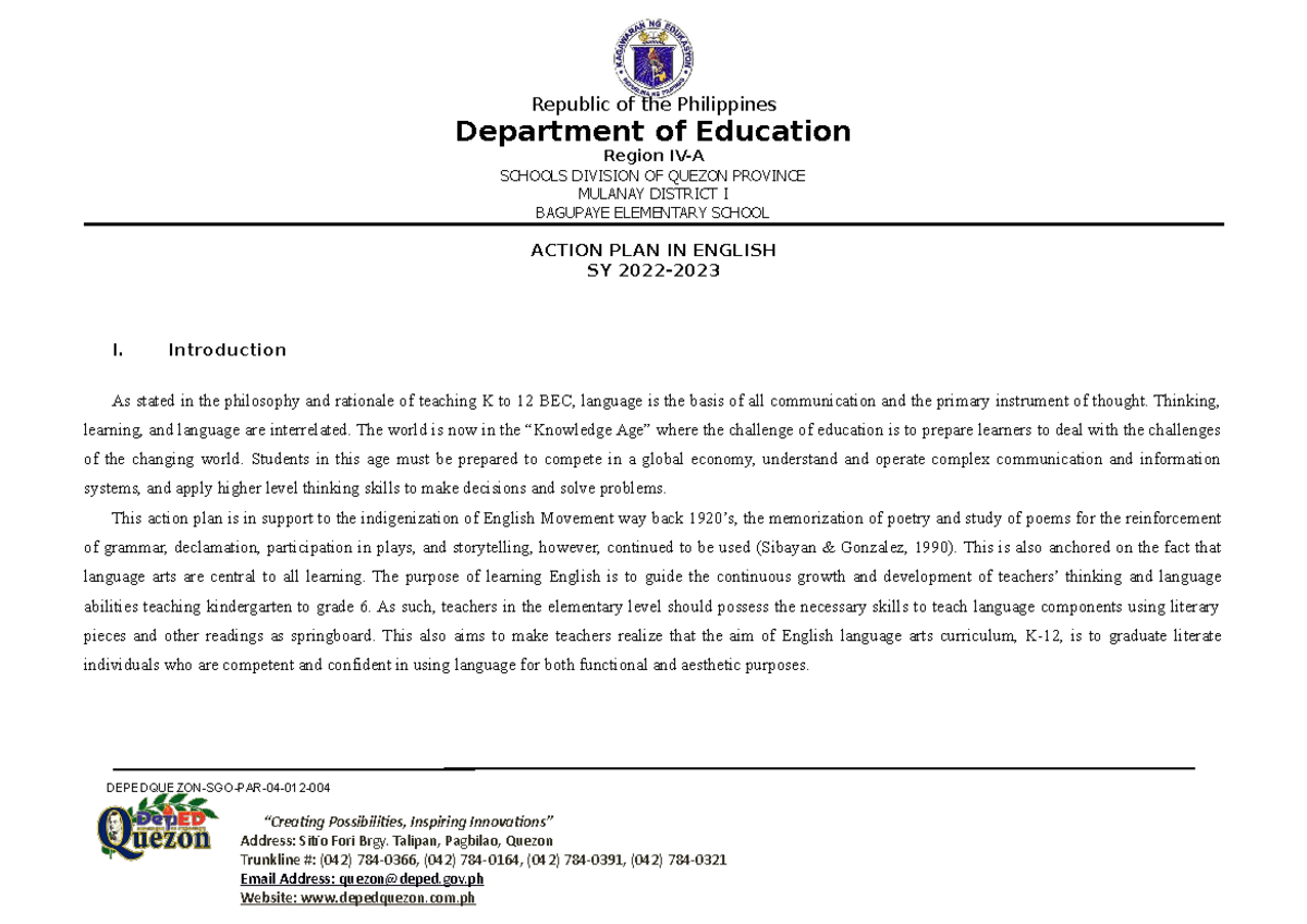 Action-PLAN- English-2023 FTC - Department of Education Region IV-A ...