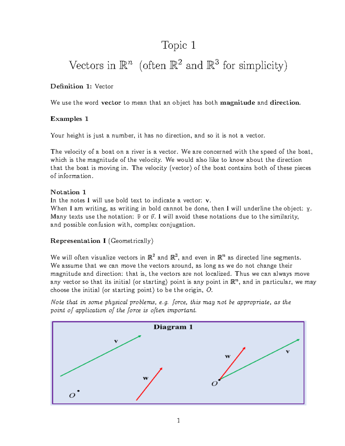 Topic 1-Vectors - Vectors - Topic 1 Vectors in R n (often R 2 andR 3 ...