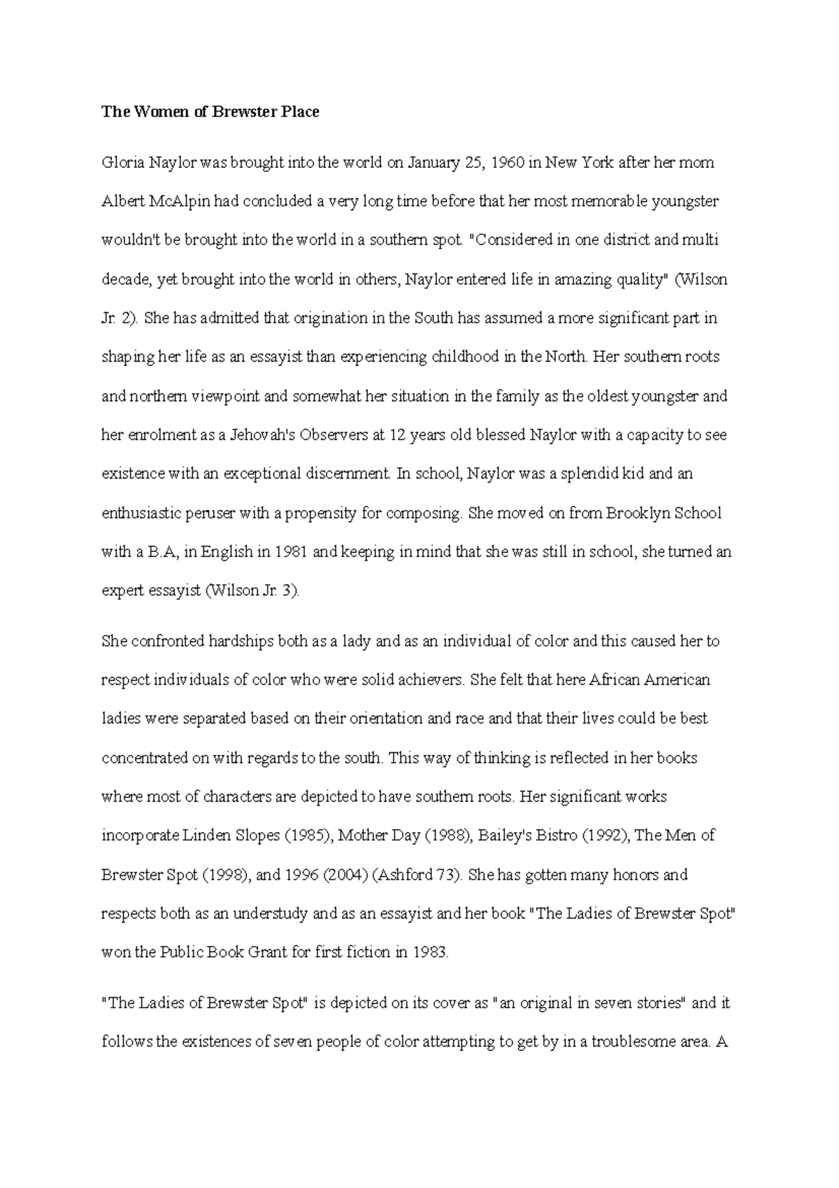 The Women of Brewster Place - The Women of Brewster Place Gloria Naylor ...