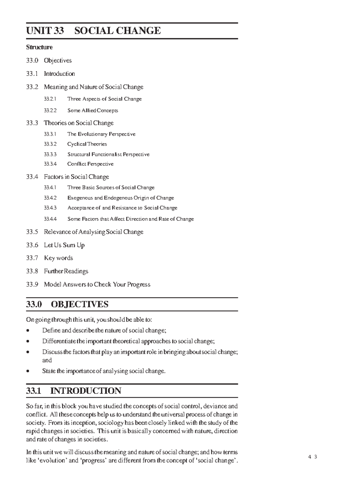 Unit-33 Social Change - UNIT 33 SOCIAL CHANGE Structure 33 Objectives ...