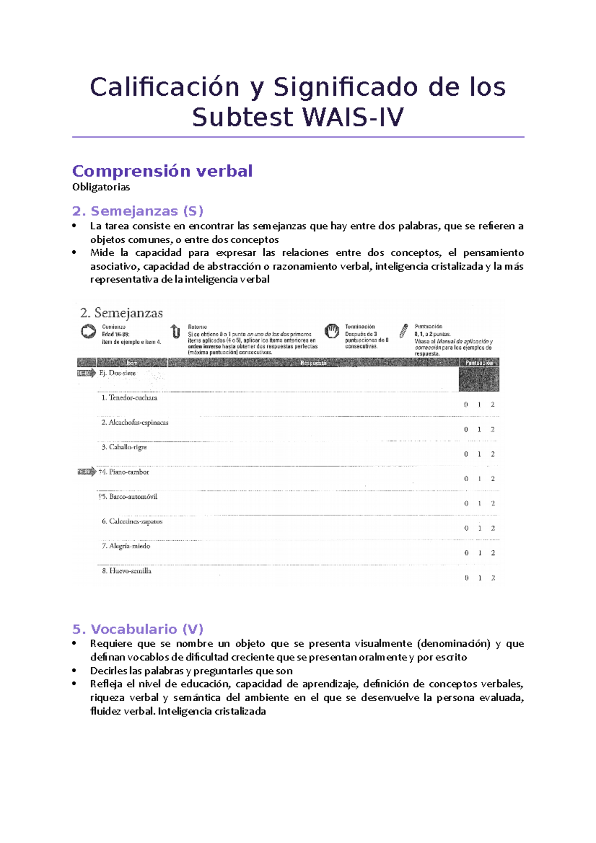 4 - Calificación y Significado de los Subtest WAIS - y Significado de ...