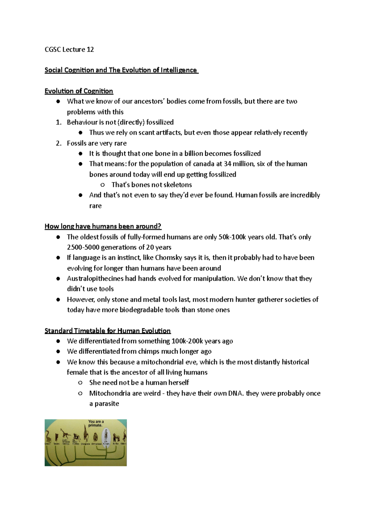 CGSC lecture 12 - CGSC Lecture 12 Social Cognition and The Evolution of ...