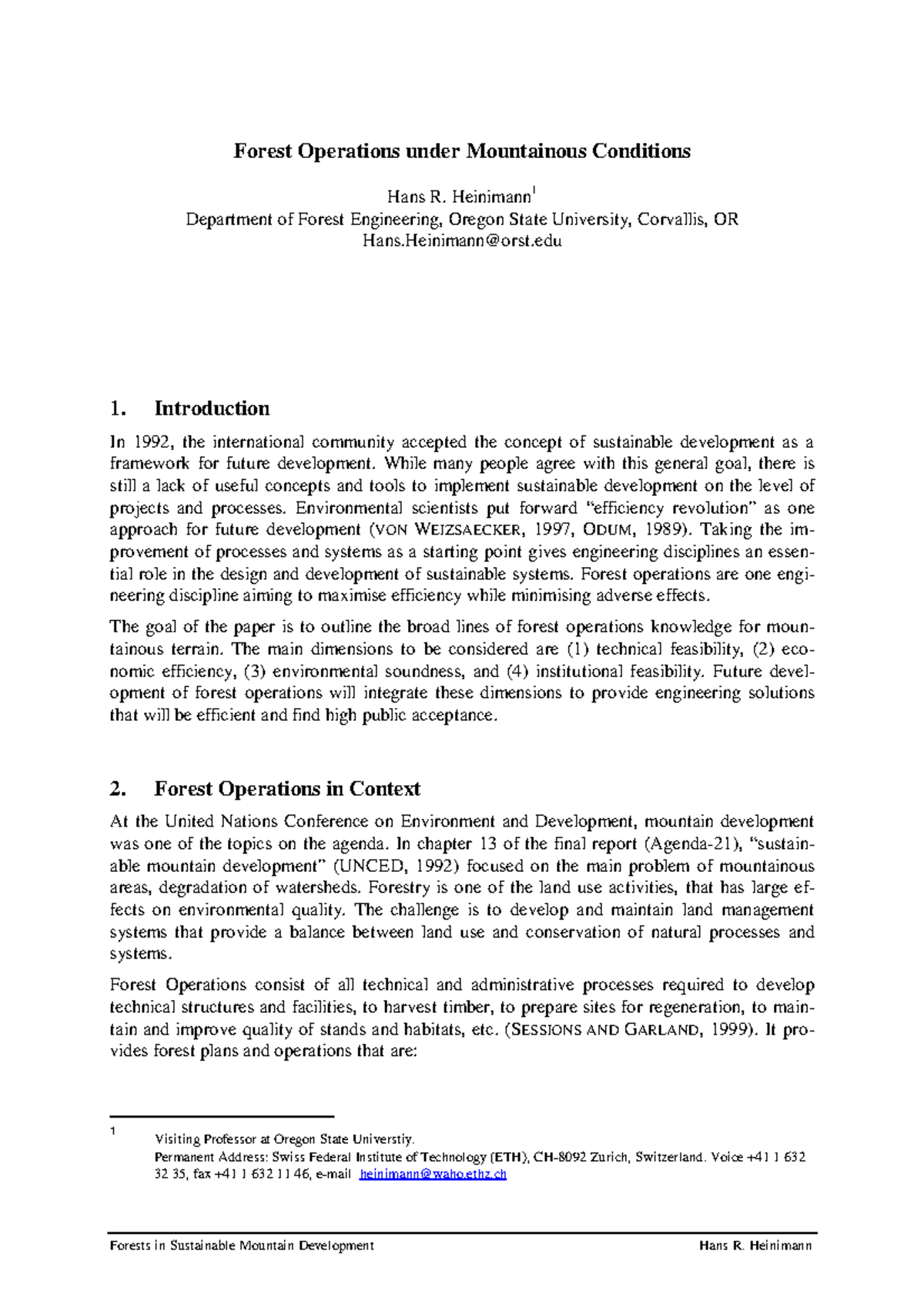 Summary course of material Forest Operations under Mountainous Cond ...