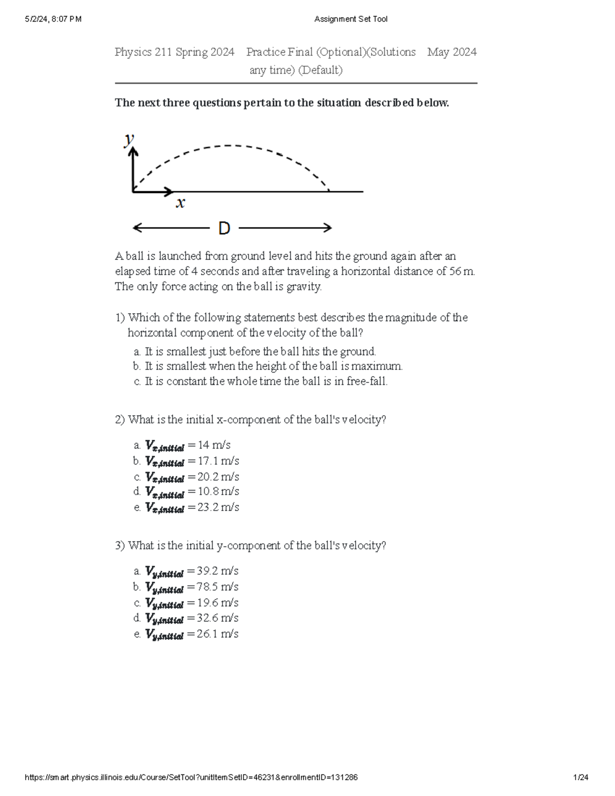 Final 4 - Physics 211 Spring 2024 May 2024 1) 2) 3) Practice Final ...