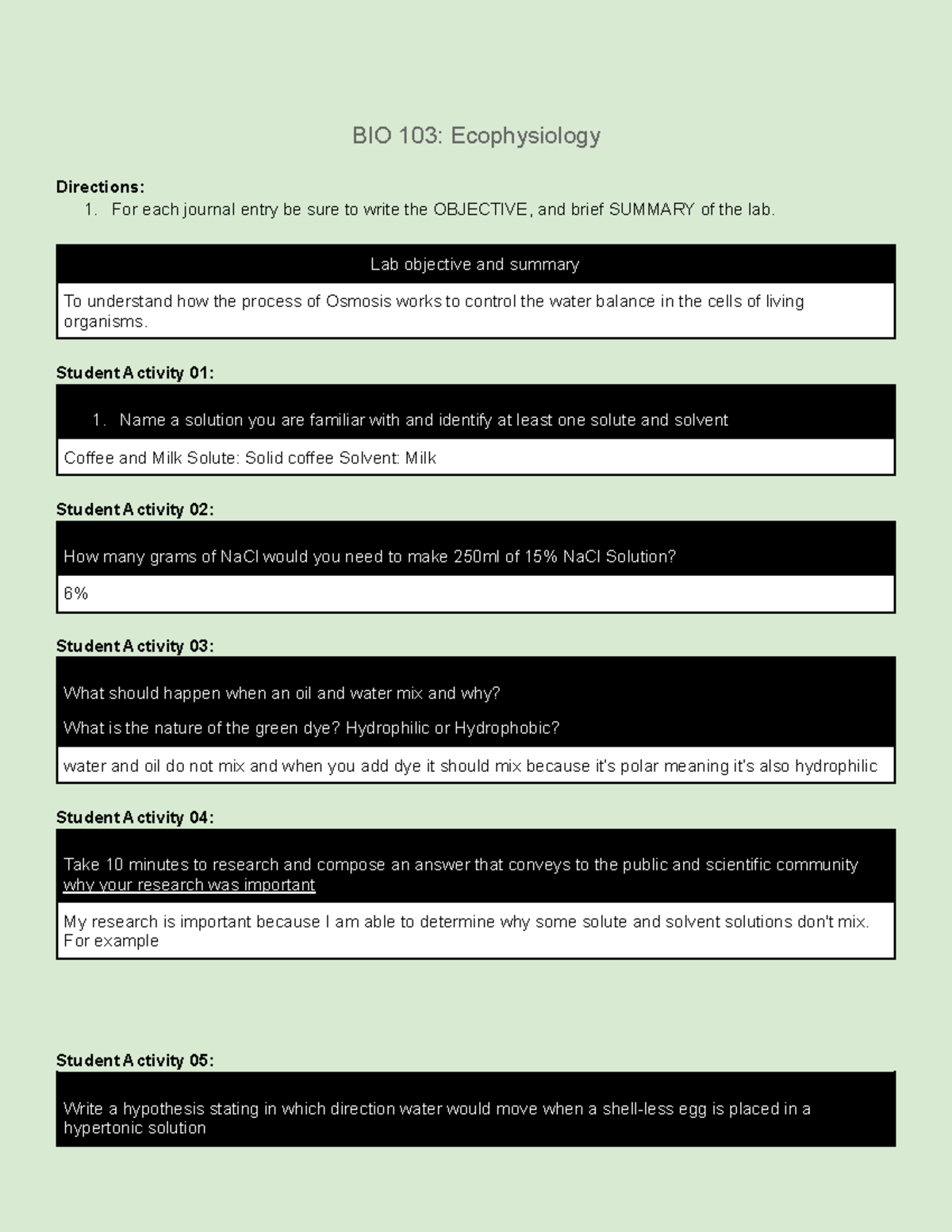 Digital Lab 03 Example - BIO 103: Ecophysiology Directions: For each ...