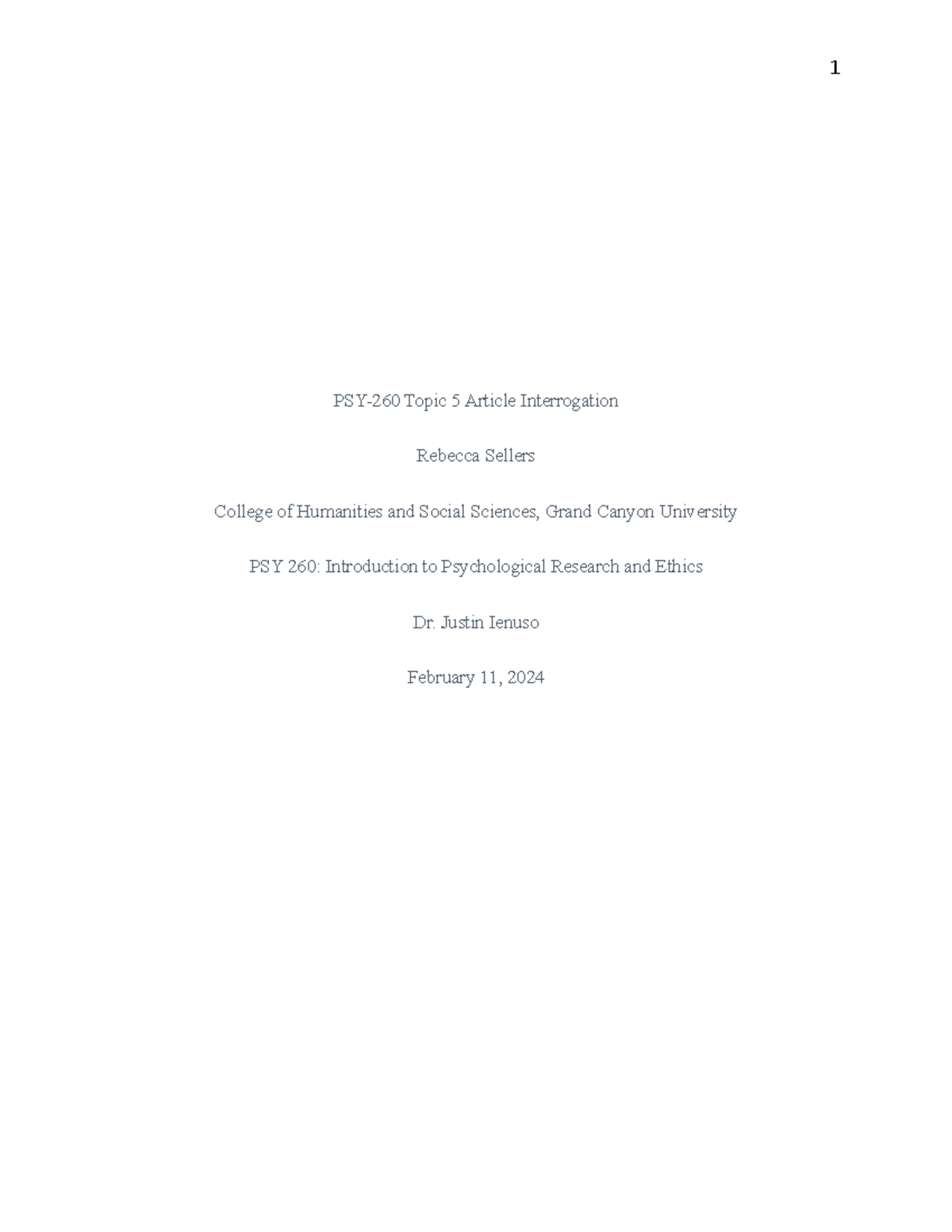 Article Interrogation - PSY-260 Topic 5 Article Interrogation Rebecca Sellers College of ...