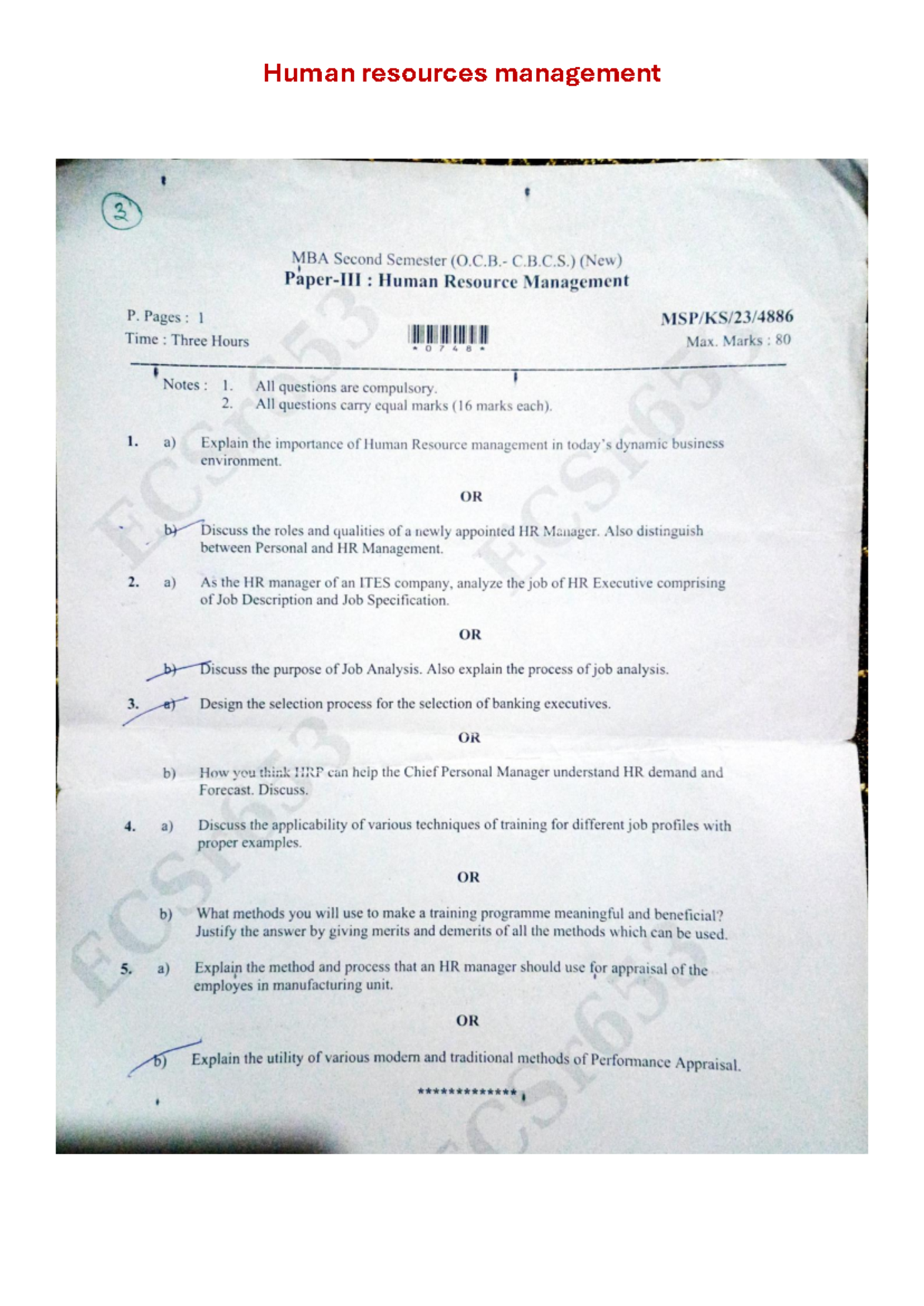 Human resources management notes - Human resources management Q1—A ...