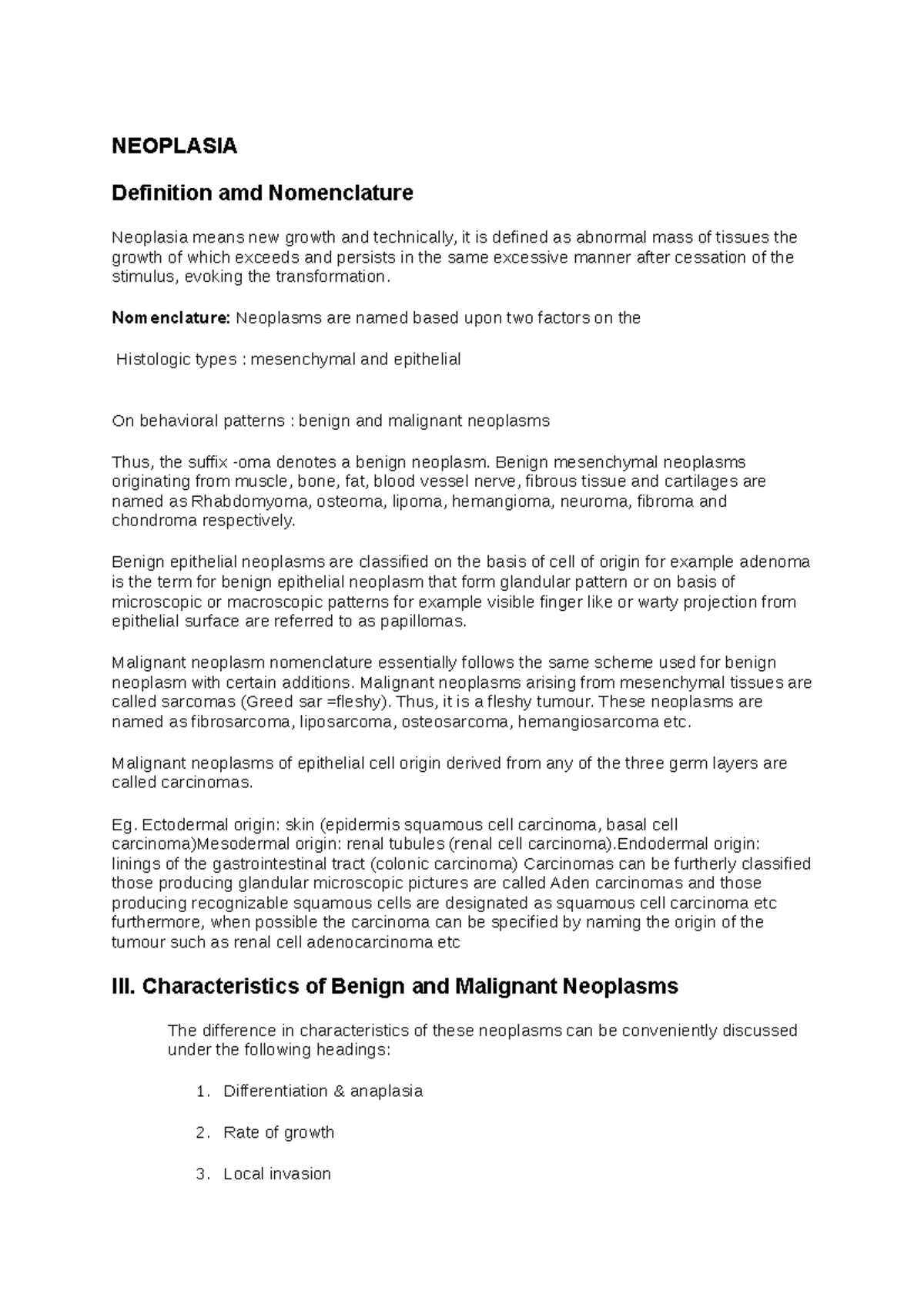 Neoplasia Notes - Good for BMLT students - NEOPLASIA Definition amd ...