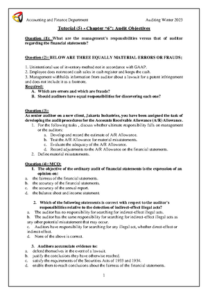 Tutorial sheet 9 - Winter 2023 Tutorial (9) Chapter 9 : The application ...