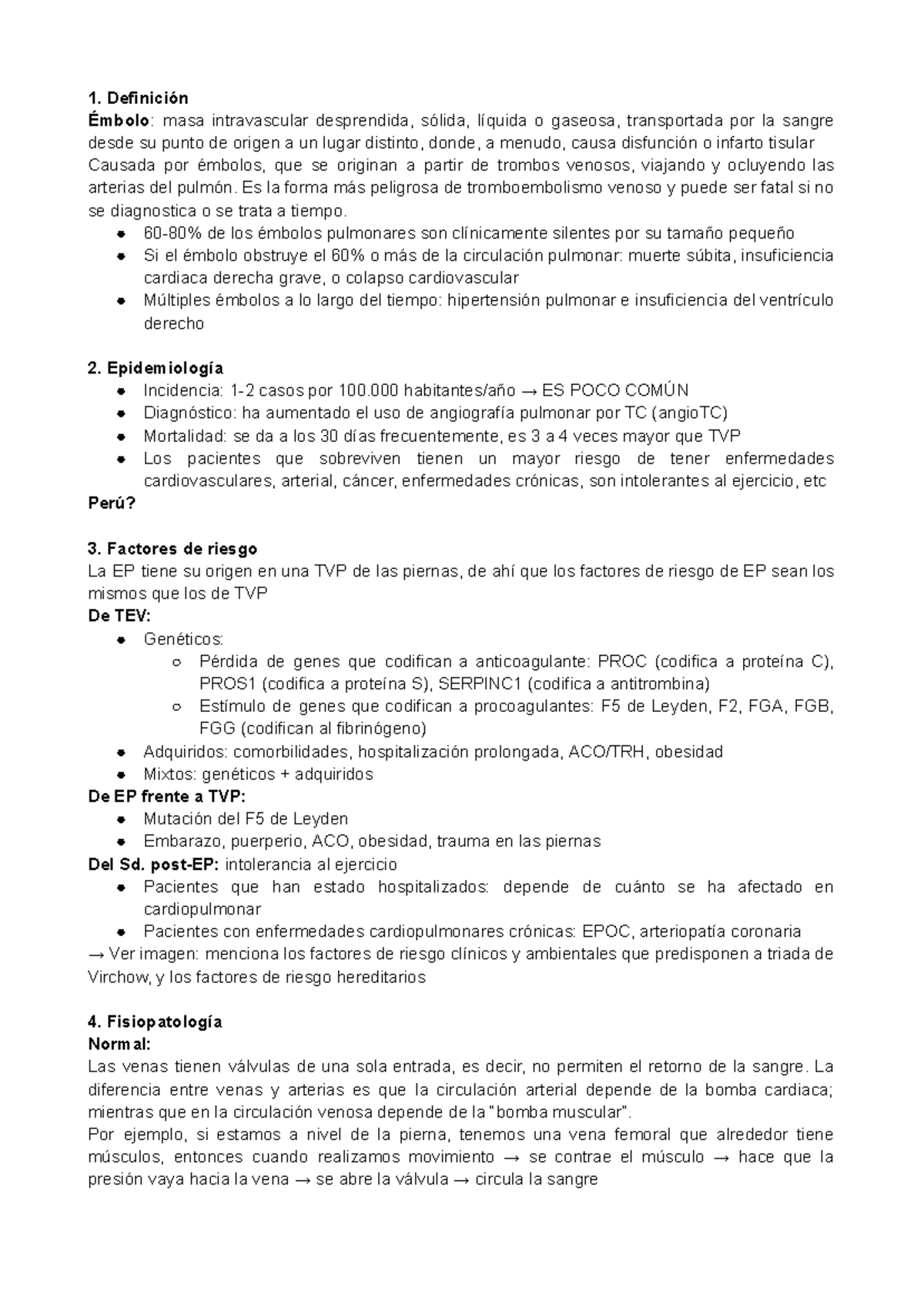 TEP - EXPO TEP - Fisiologia / Fisiopatologia - UCSur - Studocu