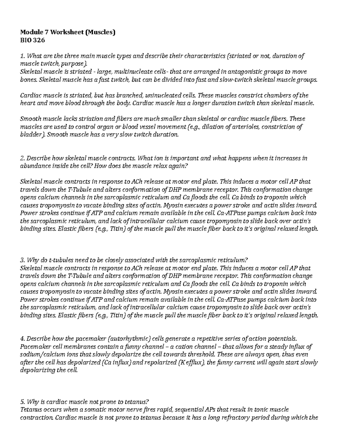 Module 7 Worksheet key-1 - Module 7 Worksheet (Muscles) BIO 326 What ...