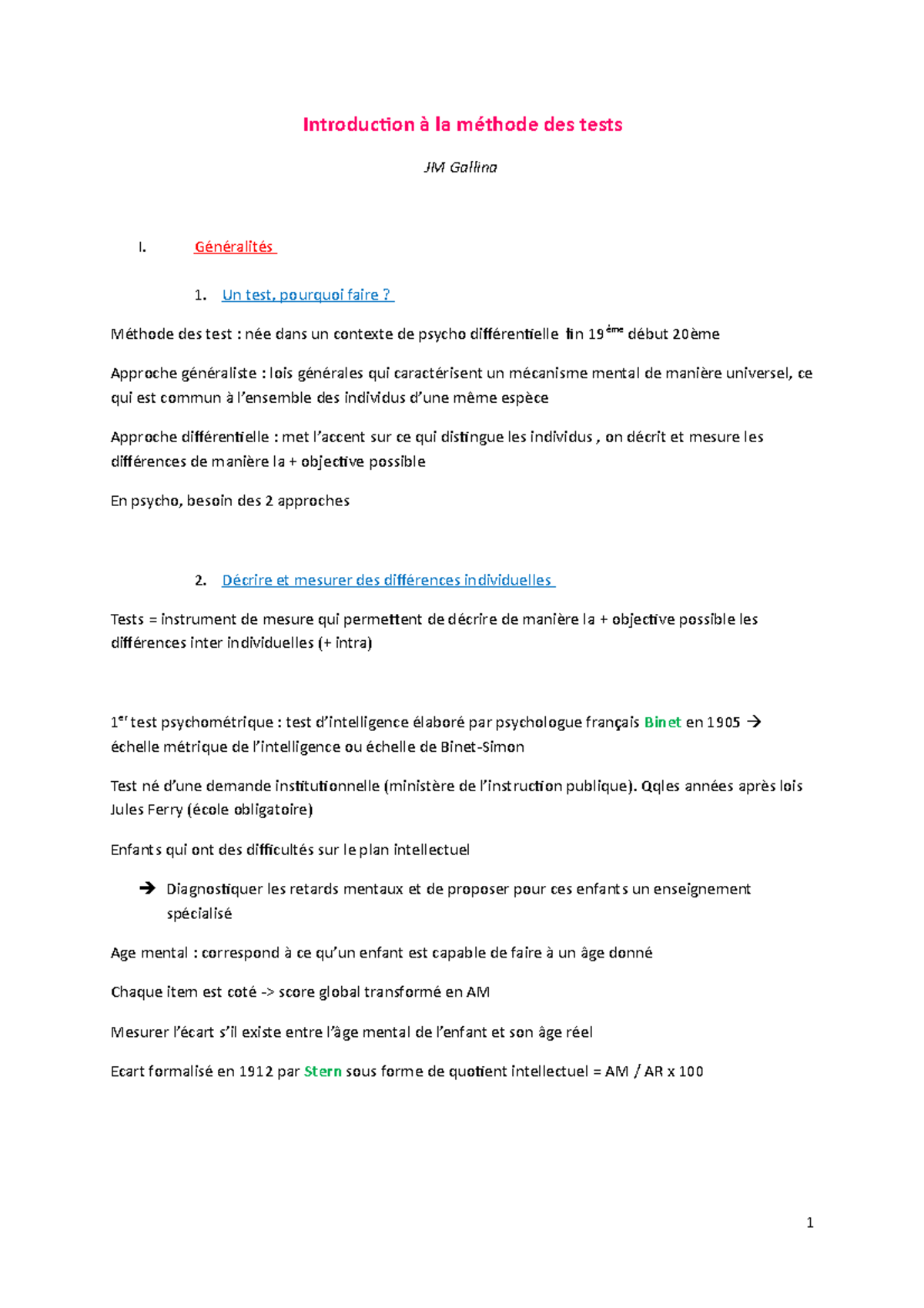 Introduction à la méthode des tests - Généralités 1. Un test, pourquoi ...