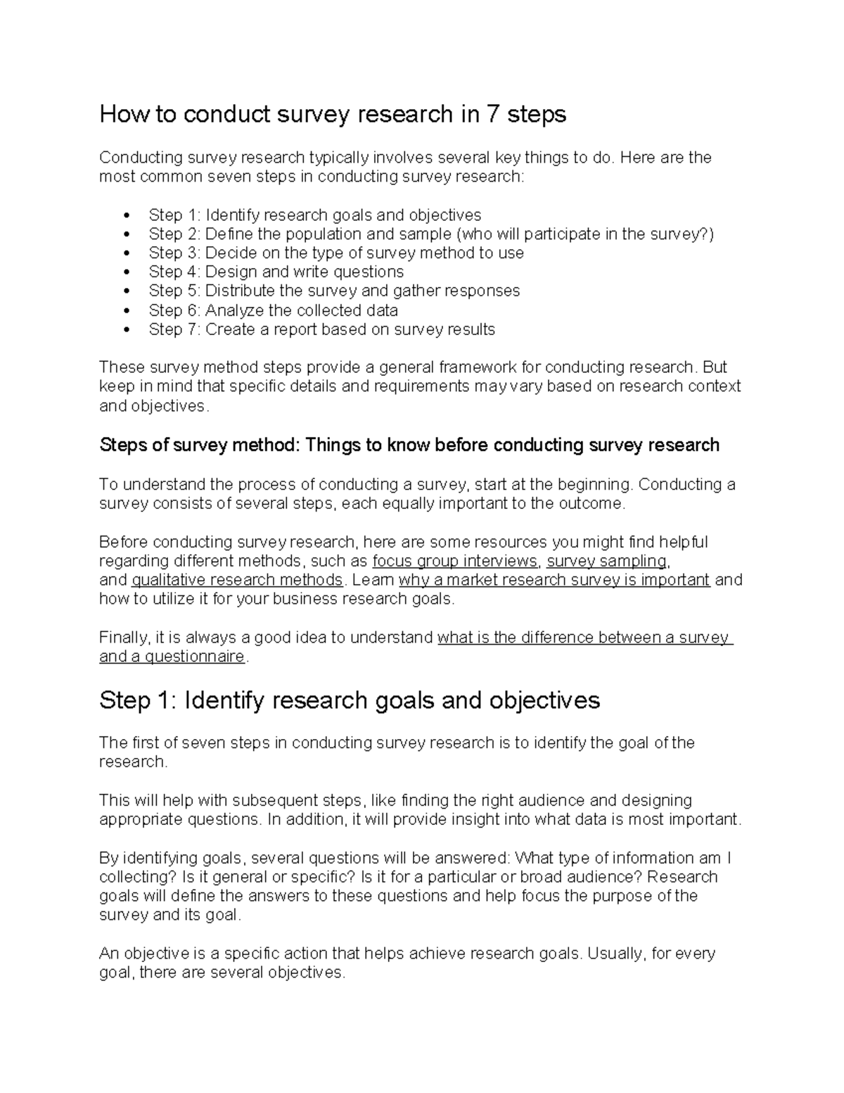 Survay - lecture help - How to conduct survey research in 7 steps ...