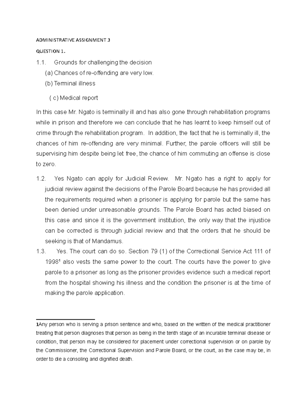 Administrative Assignment 3 - ADMINISTRATIVE ASSIGNMENT 3 QUESTION 1 ...