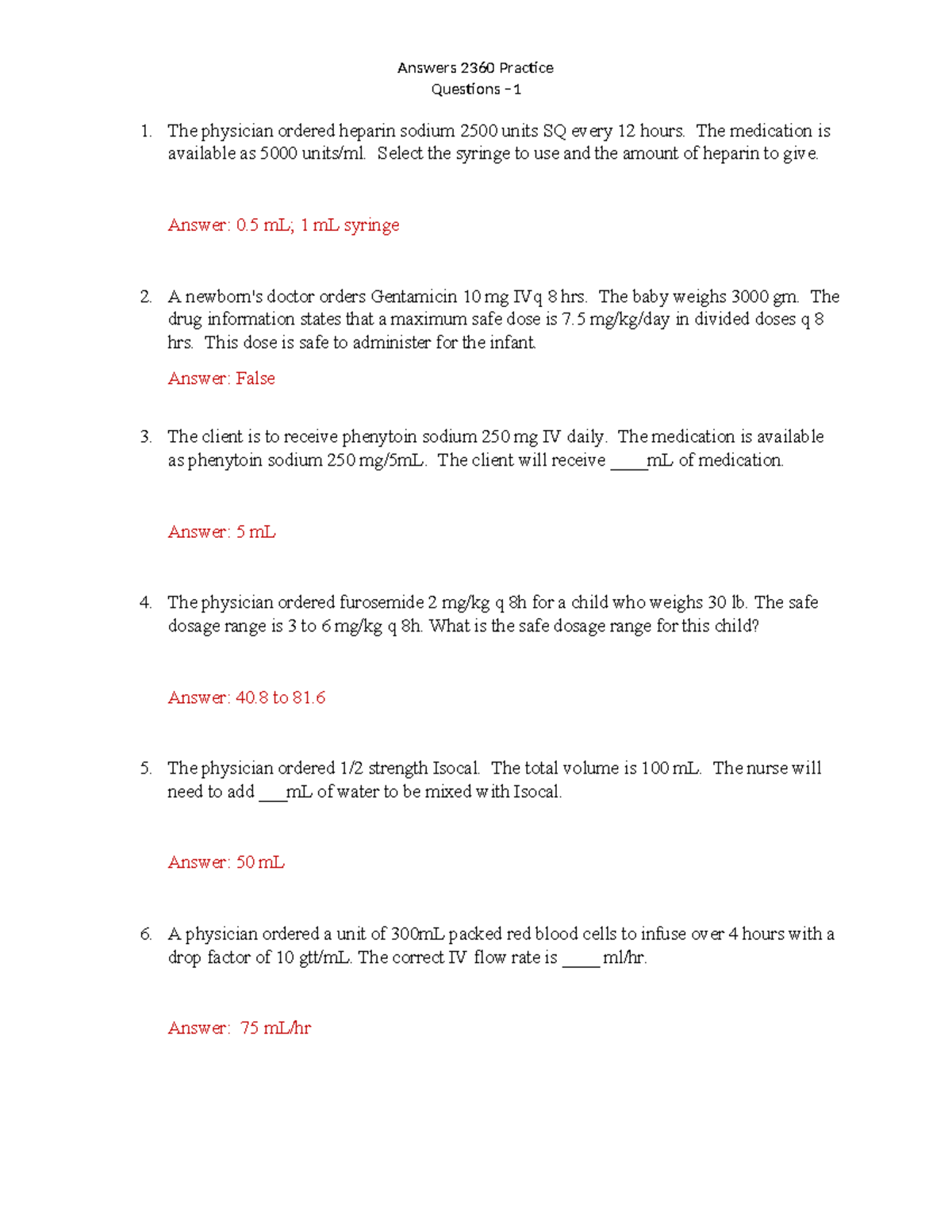 Answers 2360 Practice Questions -1 - Questions – 1. The physician ...