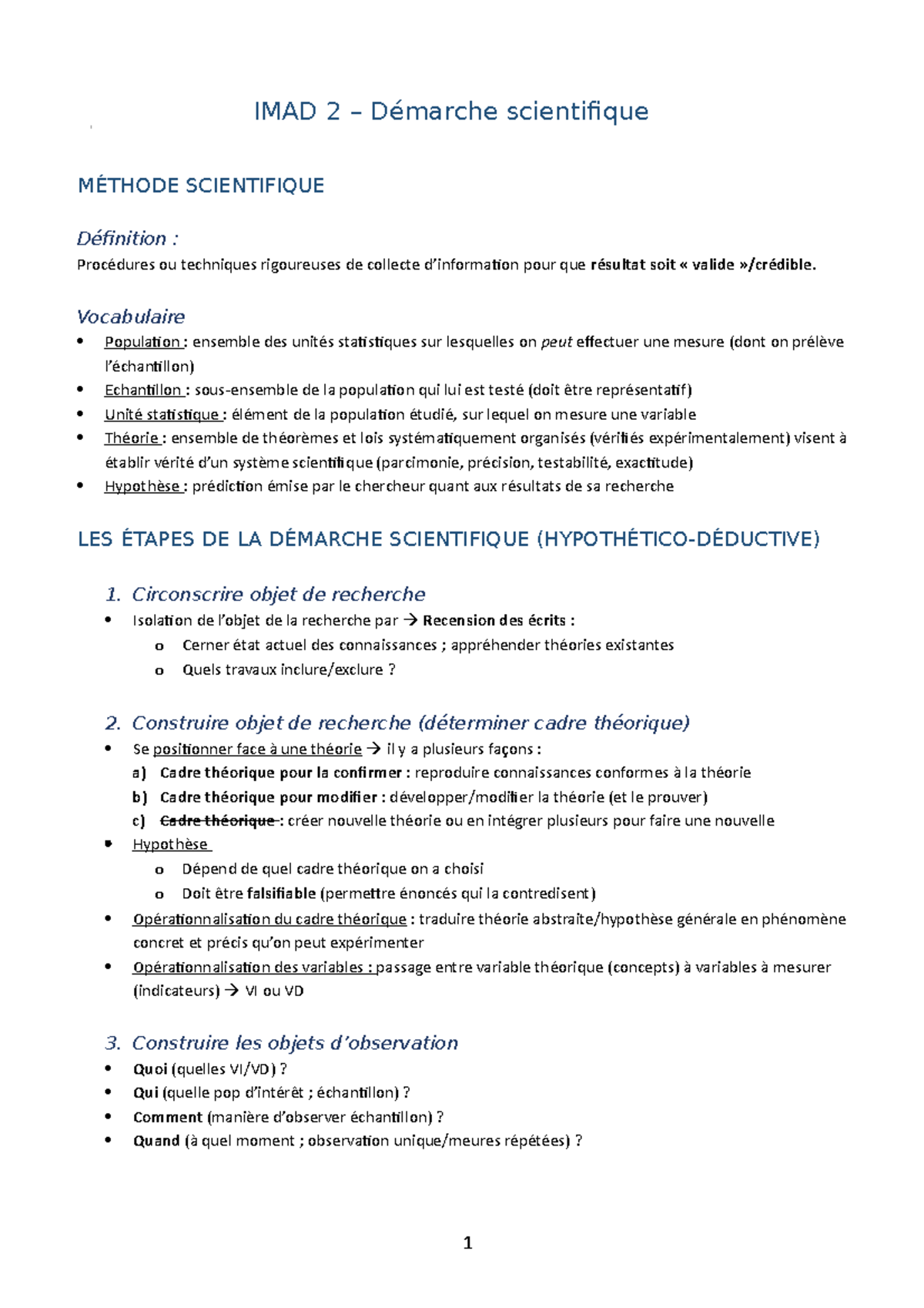 IMAD 2 - Démarche scientifique - IMAD 2 – Démarche scientifique MÉTHODE ...